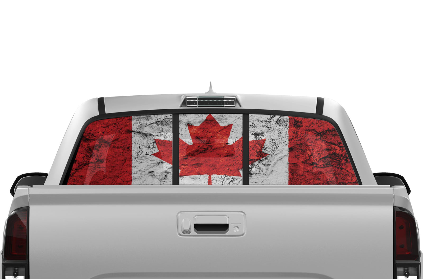 Canada flag perforated rear window decals for Toyota Tacoma 2016-2023