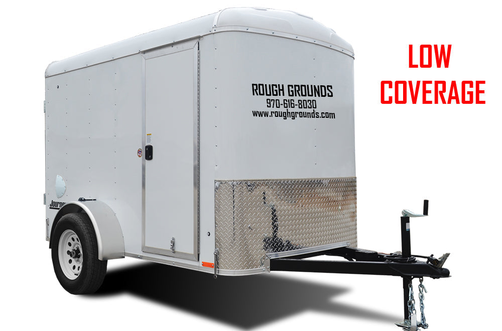 Custom business signs lettering decals for a 6' x 10' enclosed trailer