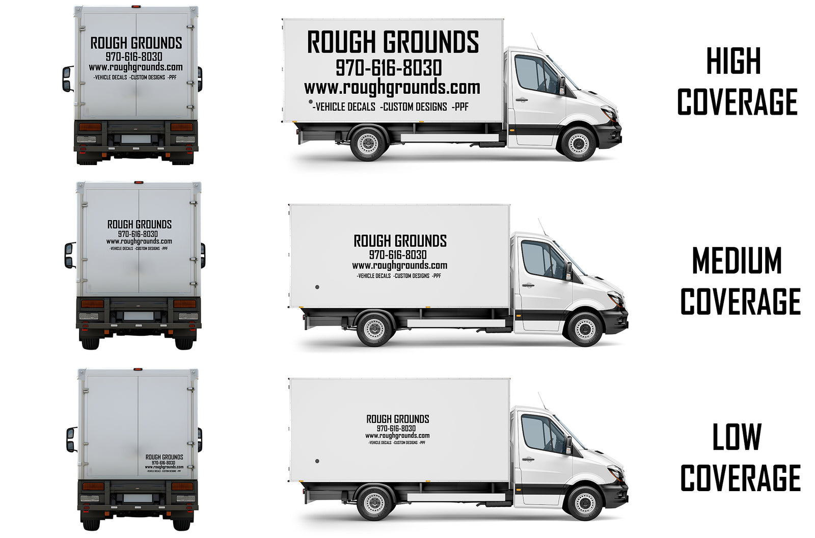 Custom business signs and vinyl lettering decals for 16' Box Truck