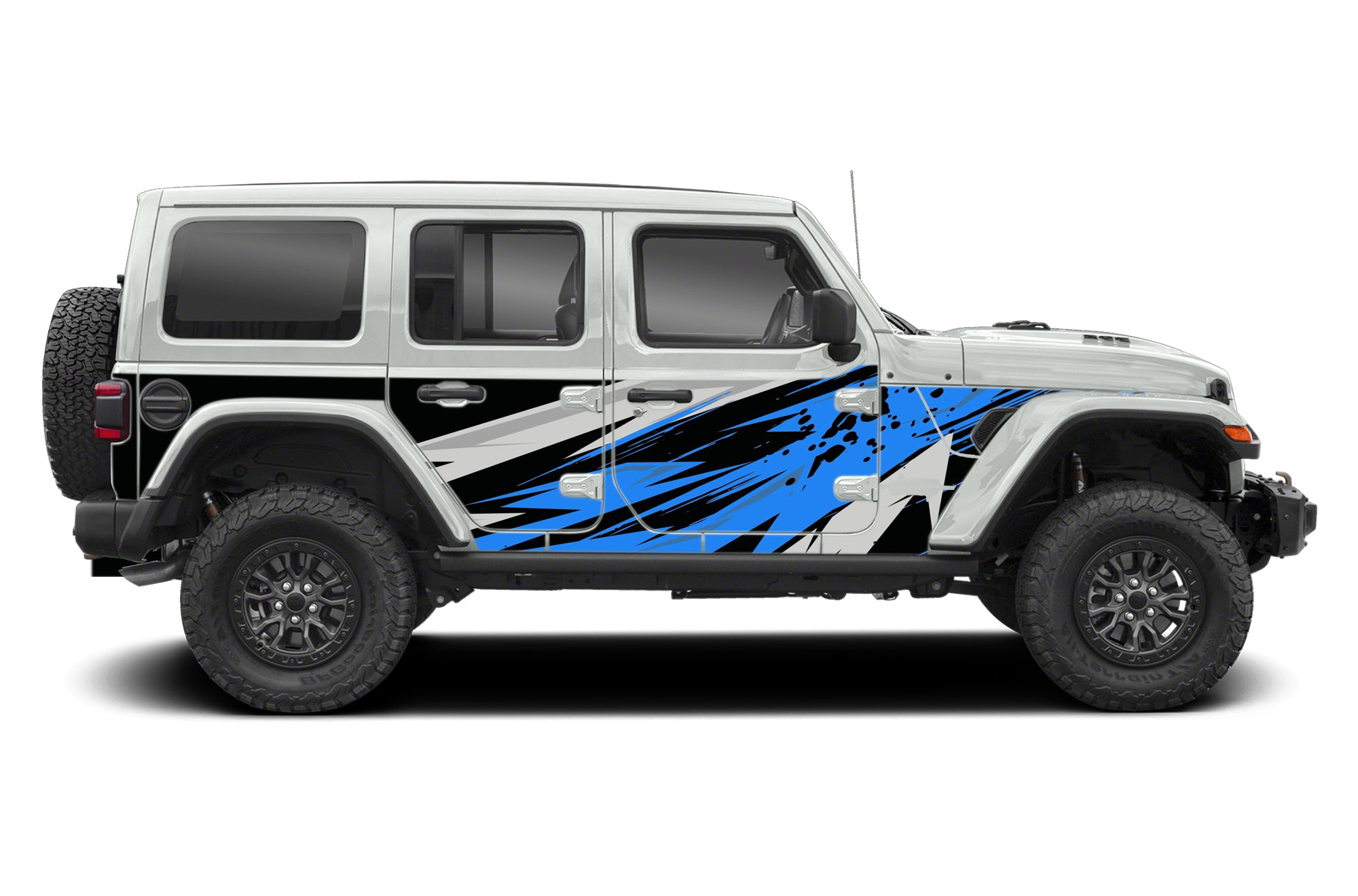 Electric shockwave style full side graphics decals for Wrangler JL