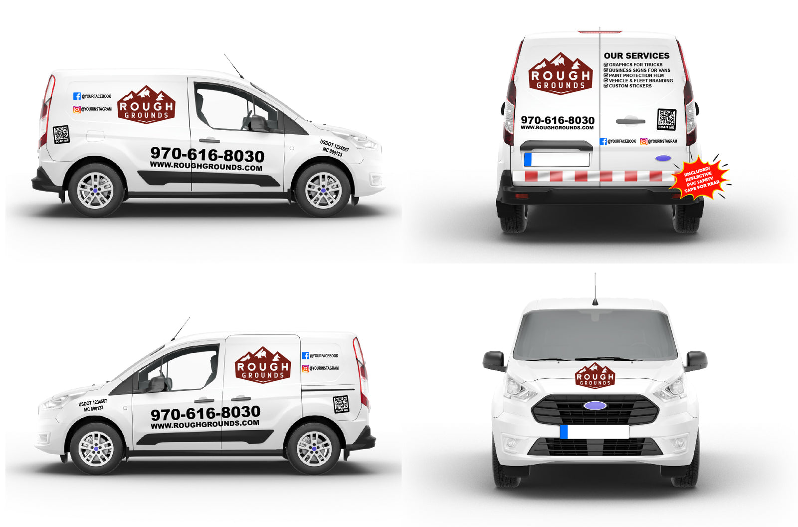 Ford Transit Connect Full Decal Kit – Business Signs & Reflective Tape