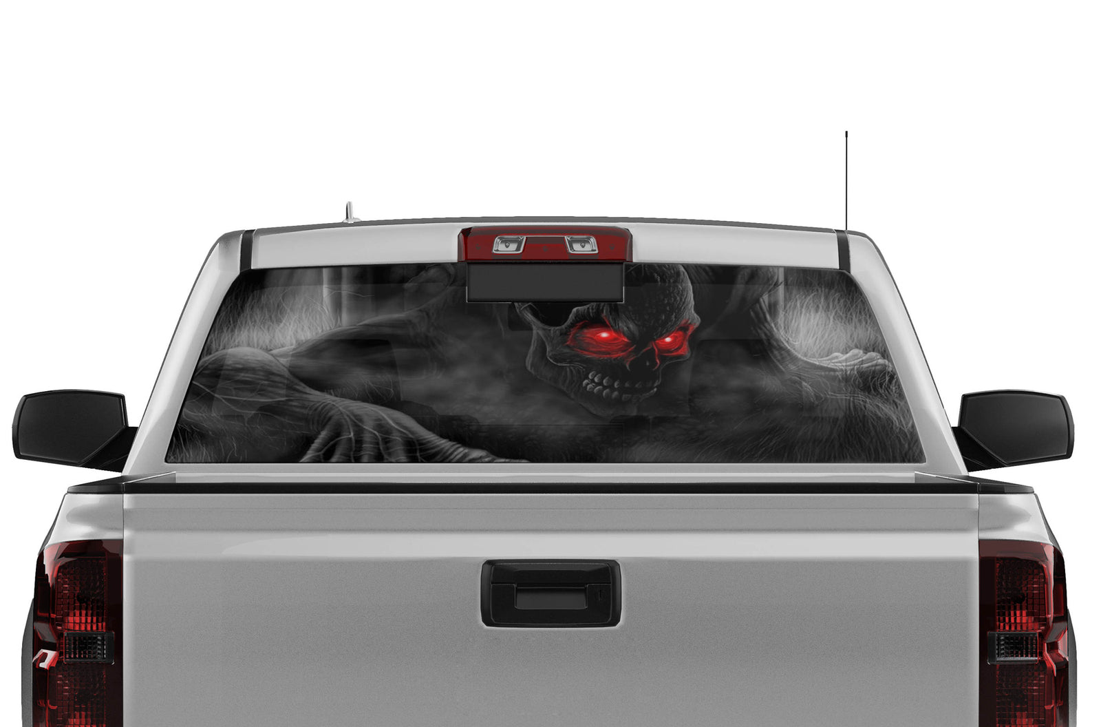 Ghost skull perforated decal for Chevrolet Silverado 2014-2018