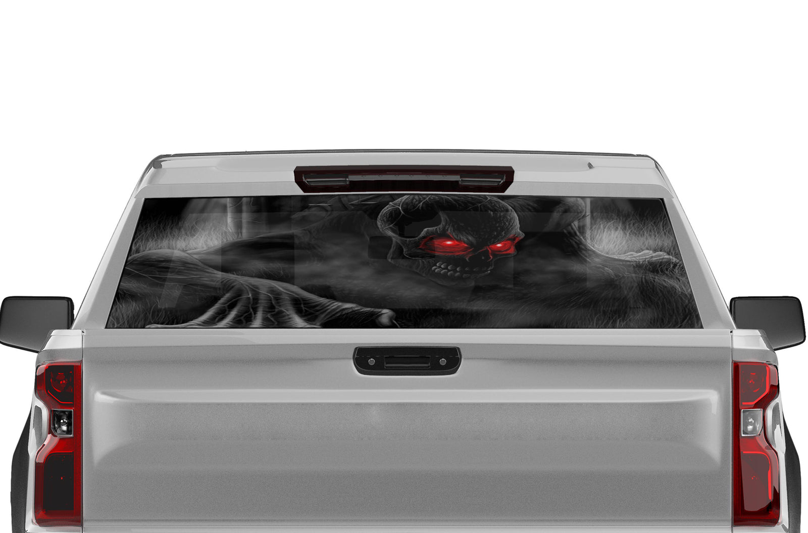 Ghost skull perforated window graphics decal for Chevrolet Silverado