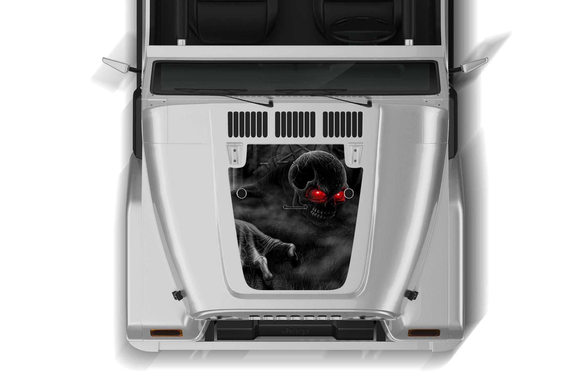 Ghost skull print hood graphics decals for Jeep Wrangler TJ