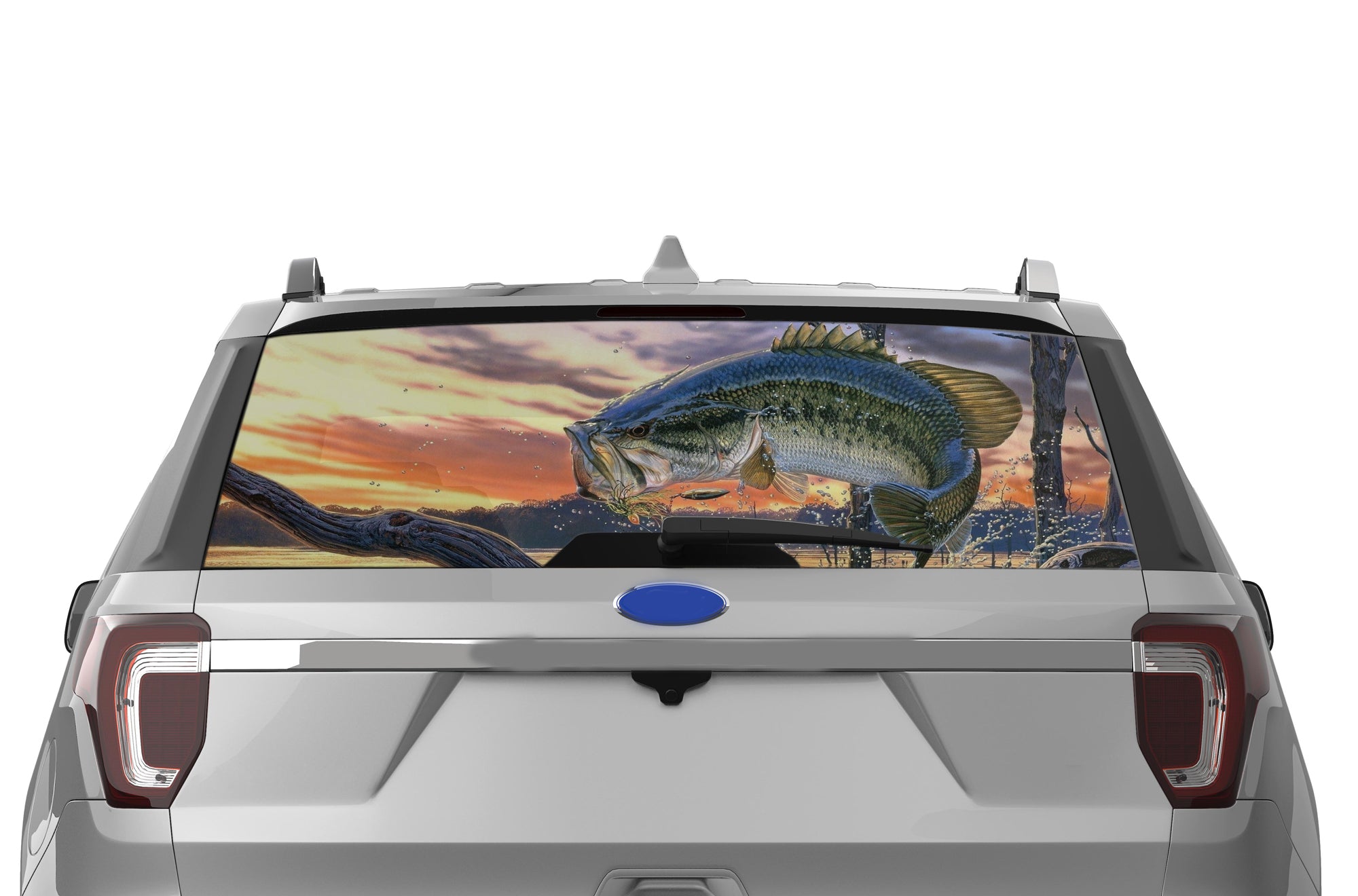 Largemouth bass perforated window decal for Ford Explorer 2011-2019