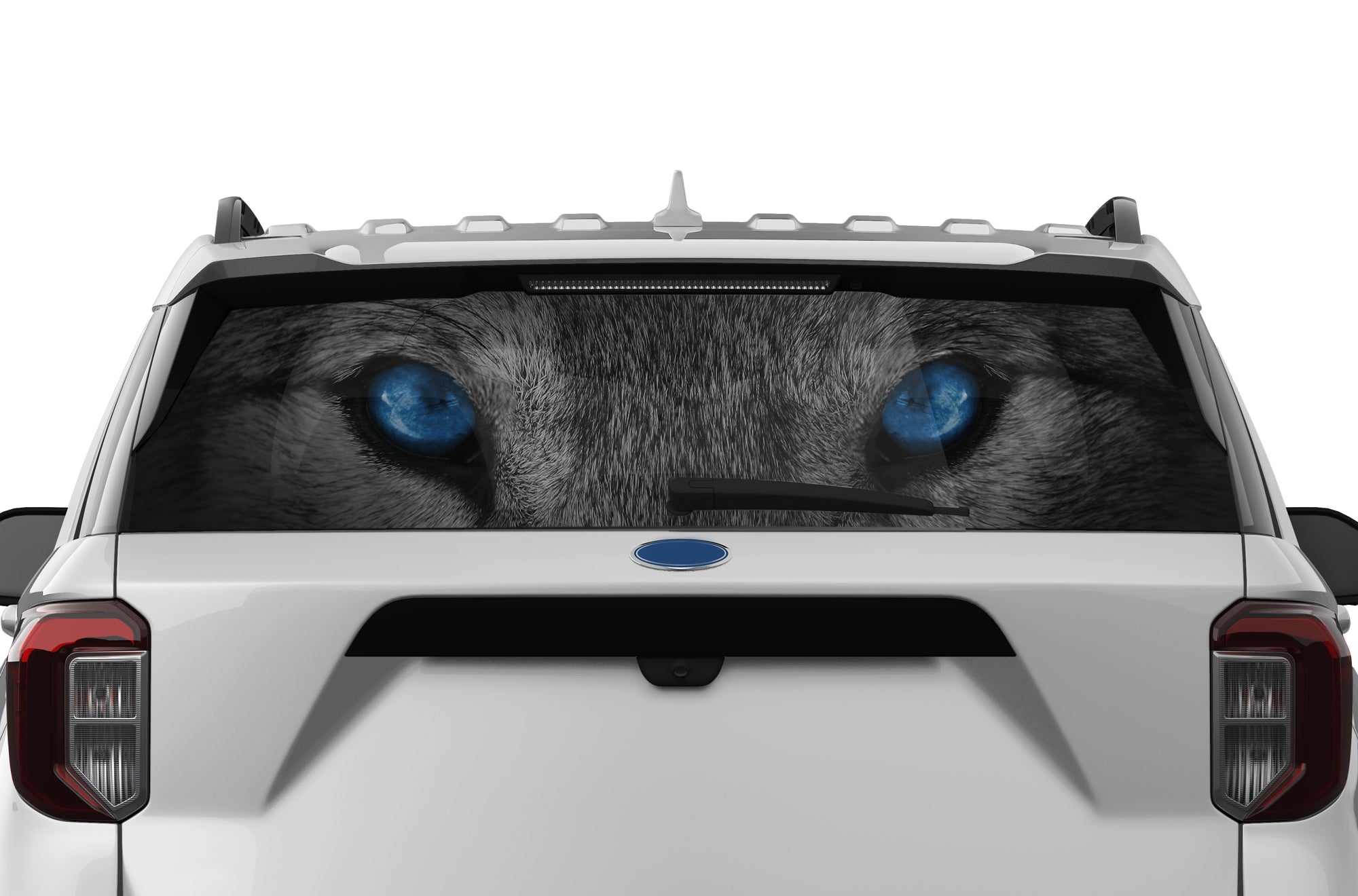 Wolf blue eyes perforated rear window decal graphics for Ford Explorer