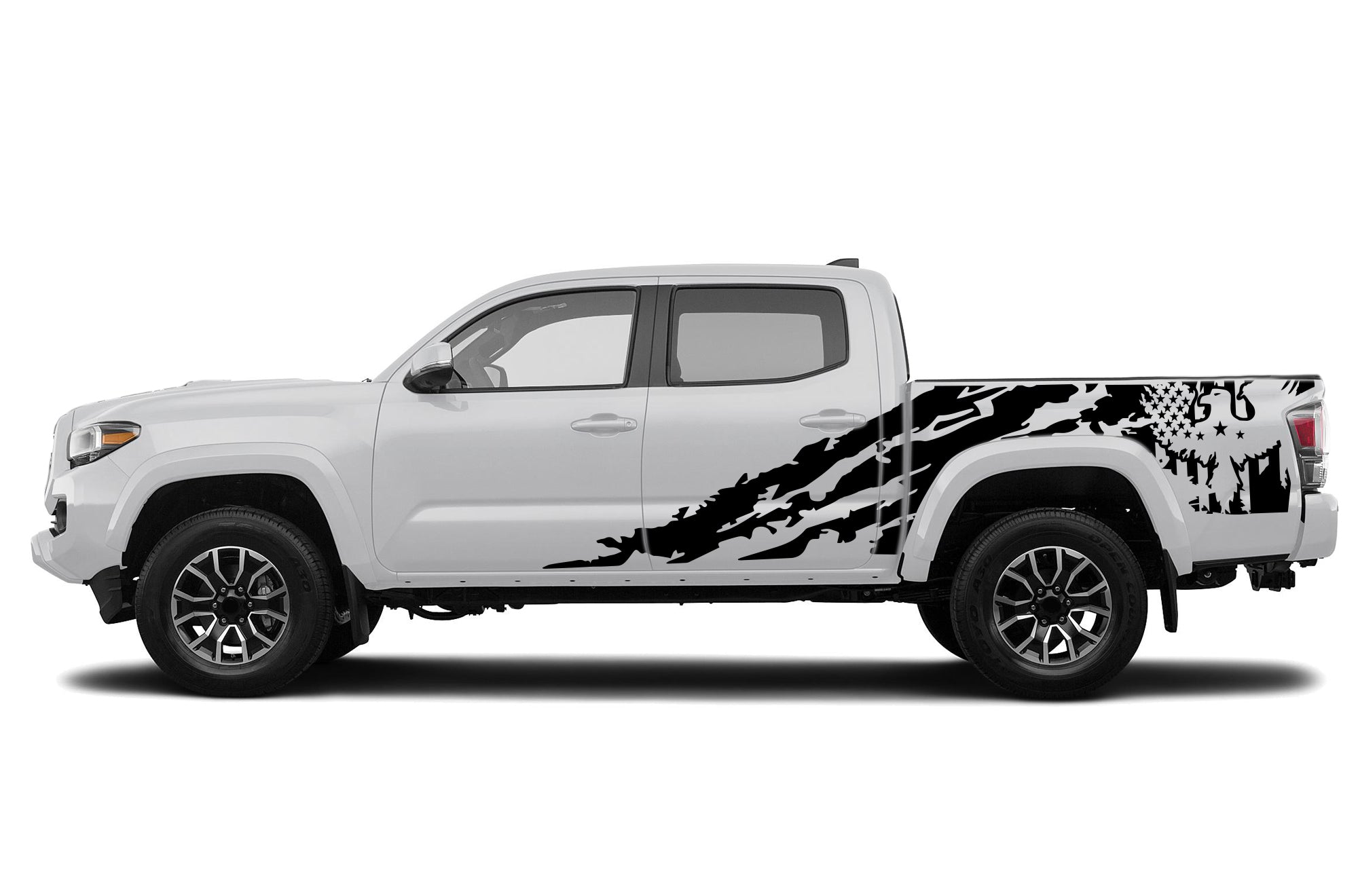 Eagle flag shredded side graphics decals for Toyota Tacoma 2016-2023