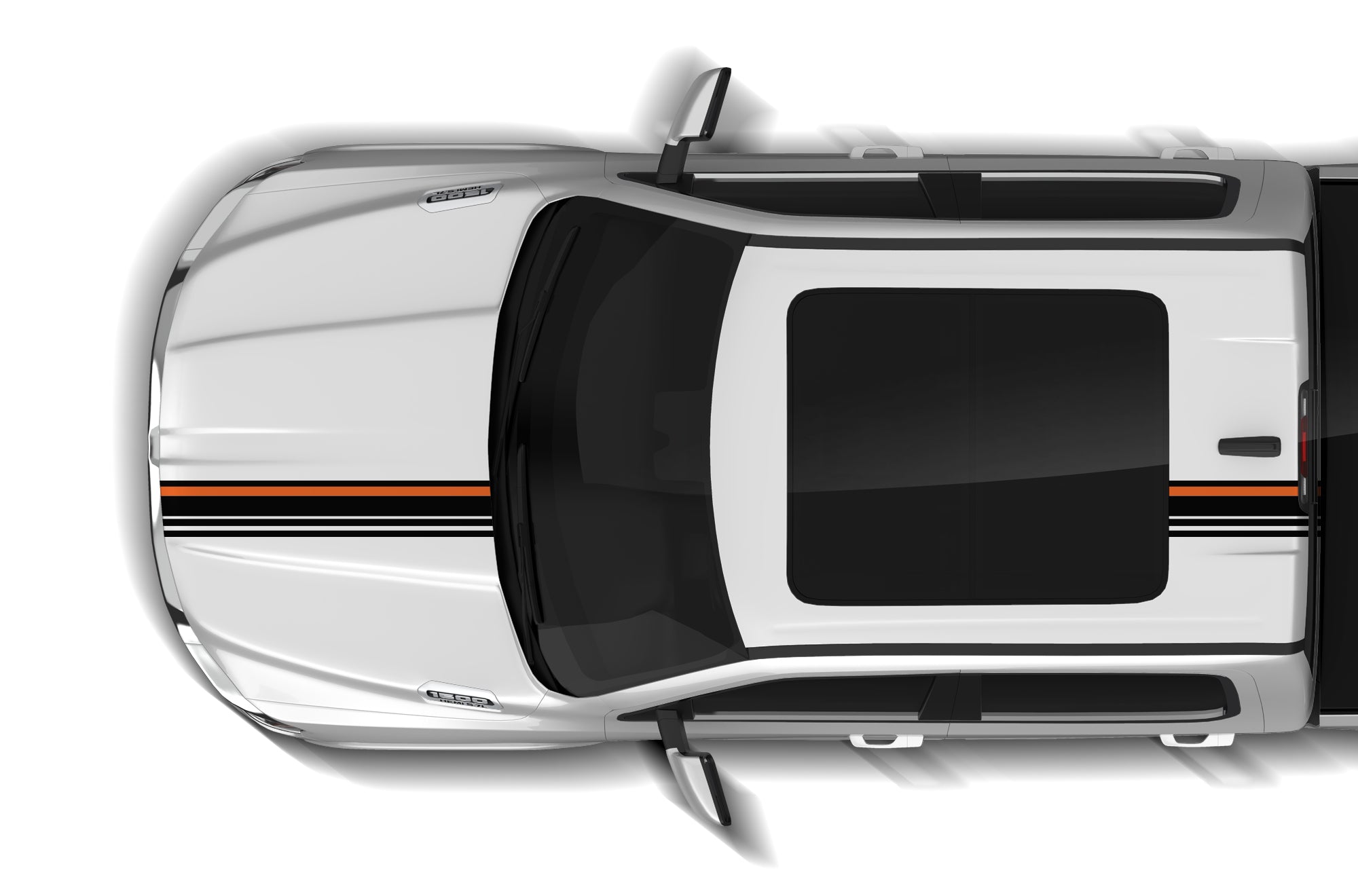 Offset stripe line graphics decals for Dodge Ram