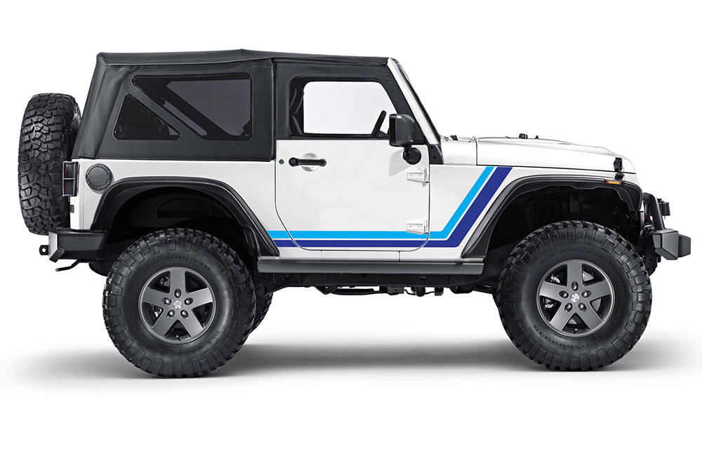 Retro double stripes graphics compatible with Jeep Wrangler JK 2 doors