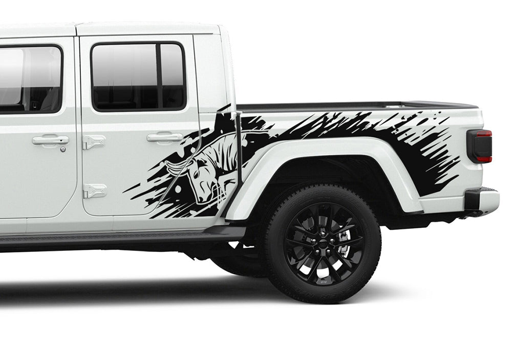 Side back wild bull graphics decal compatible with Jeep Gladiator JT