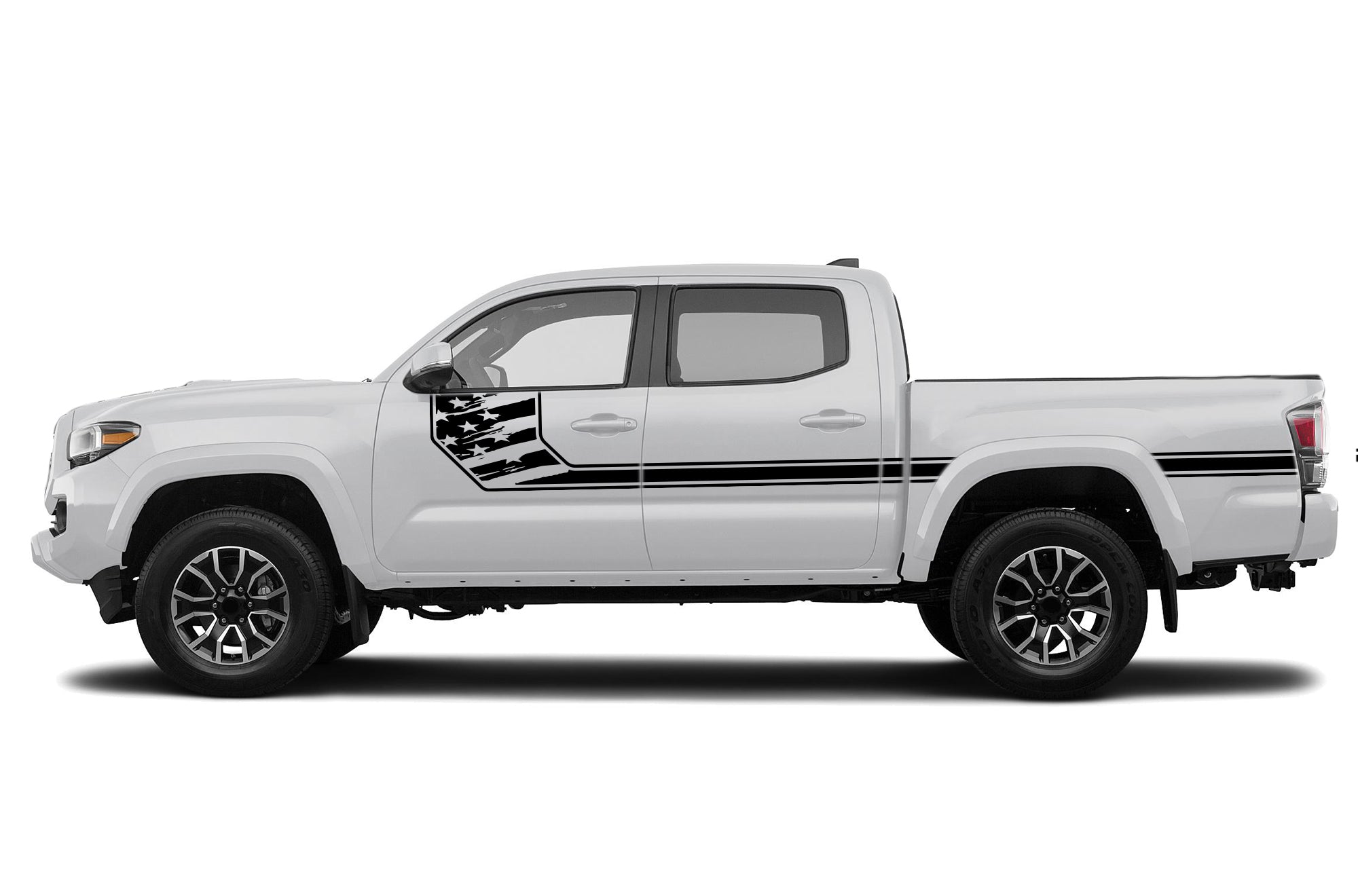 Side line US flag stripes graphics decals for Toyota Tacoma 2016-2023