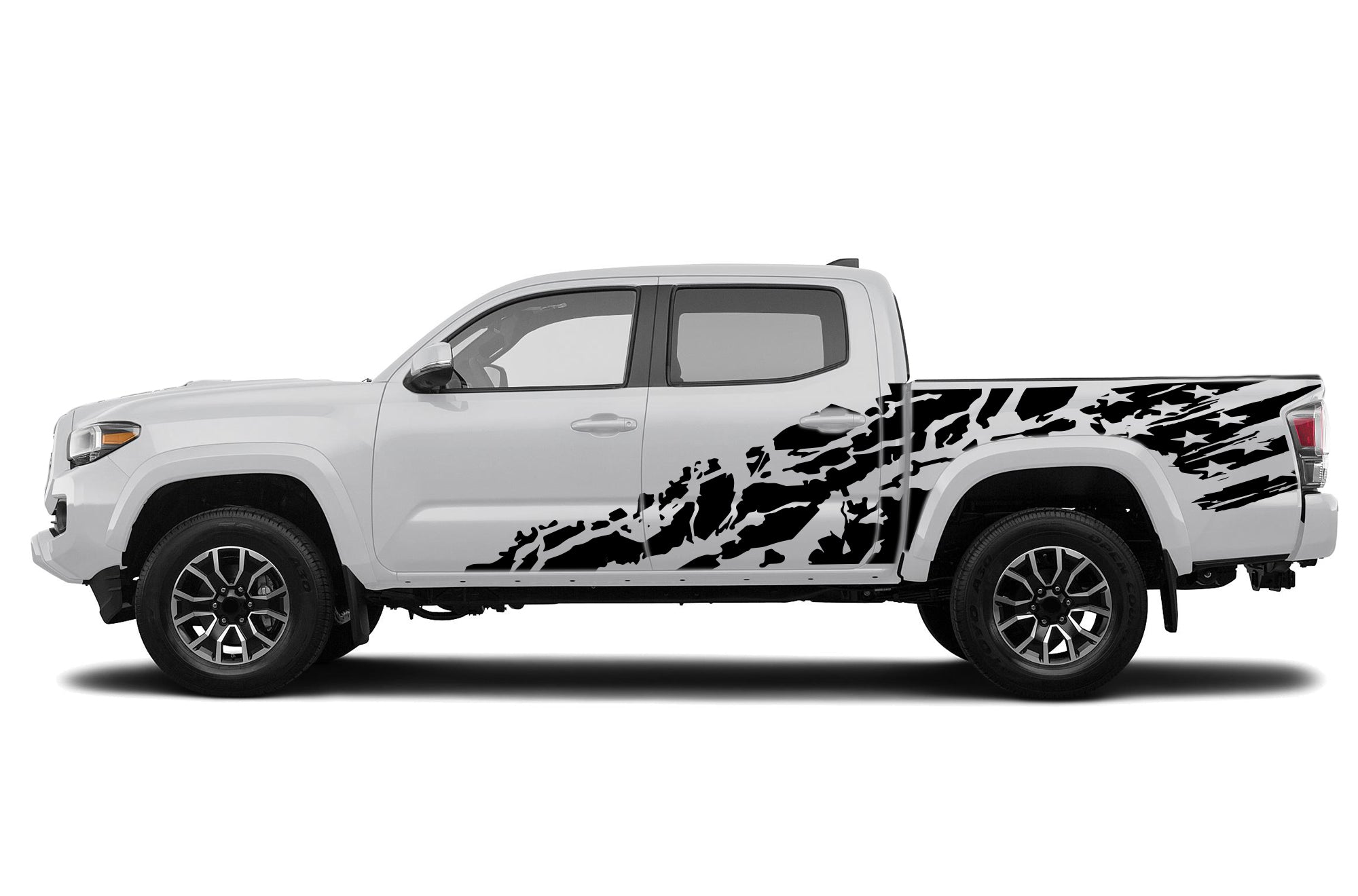 USA flag shredded side graphics decals for Toyota Tacoma 2016-2023